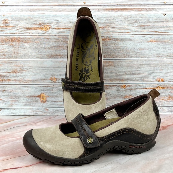 Merrell | Shoes | Merrell Plaza Bandeau Suede Mary Jane In Dark Taupe ...